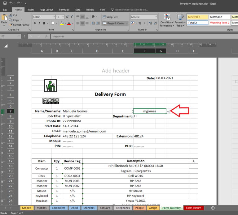 End-user Inventory spreadsheet | techlogist.net